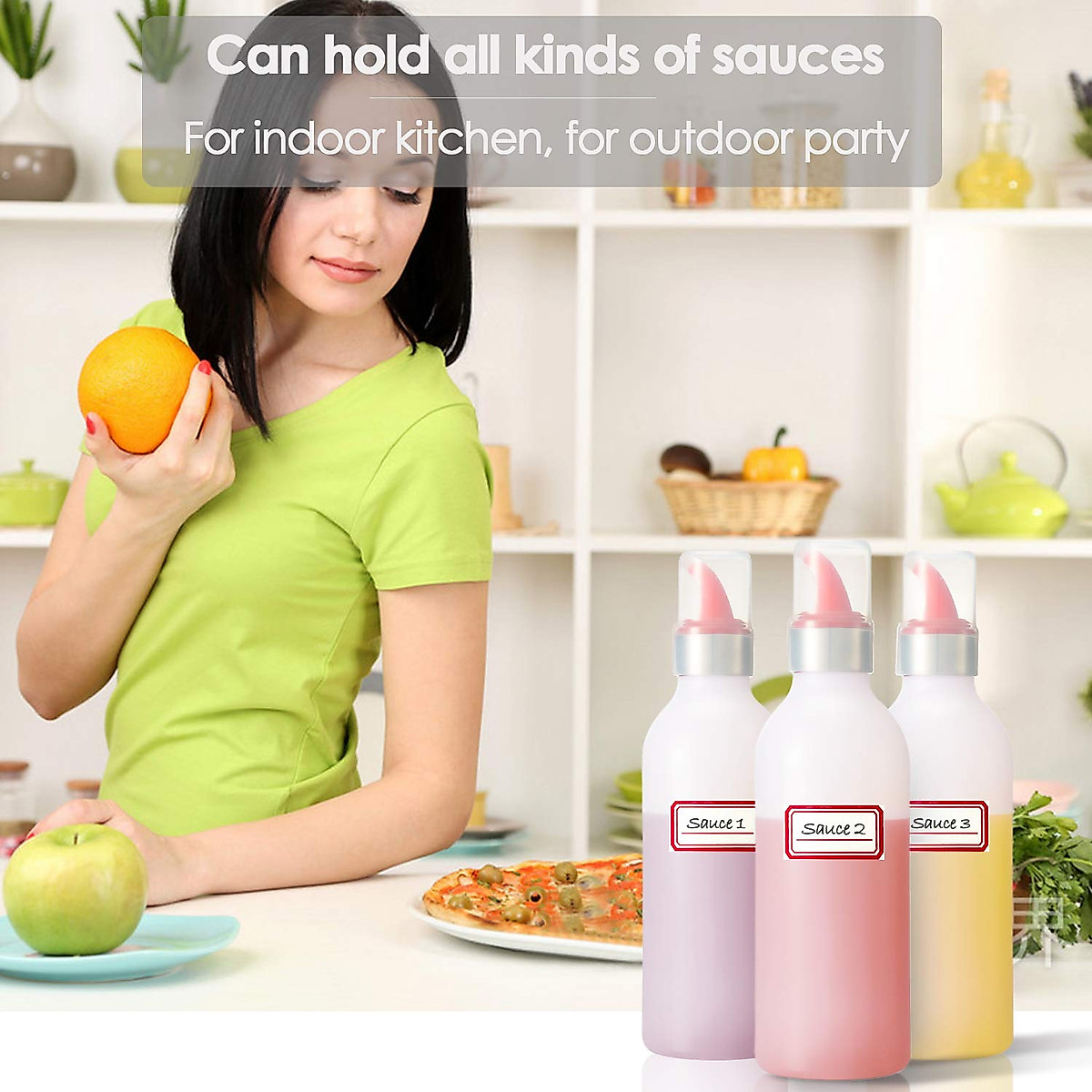 Condiment Squeeze Bottle Sauce Squeeze Squirt Bottle for Kitchen Plastic Syrup Container Food Dispenser for Oil Ketchup Griddle Hot Sauce