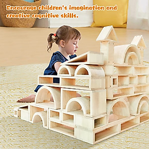 Xylolin Over-Sized Hollow Wooden Block Set for Kids, Natural 29 Piece Set of Large Wood Blocks, Toddler Building and Stacking Blocks, Wooden Toys Building Blocks for Toddlers