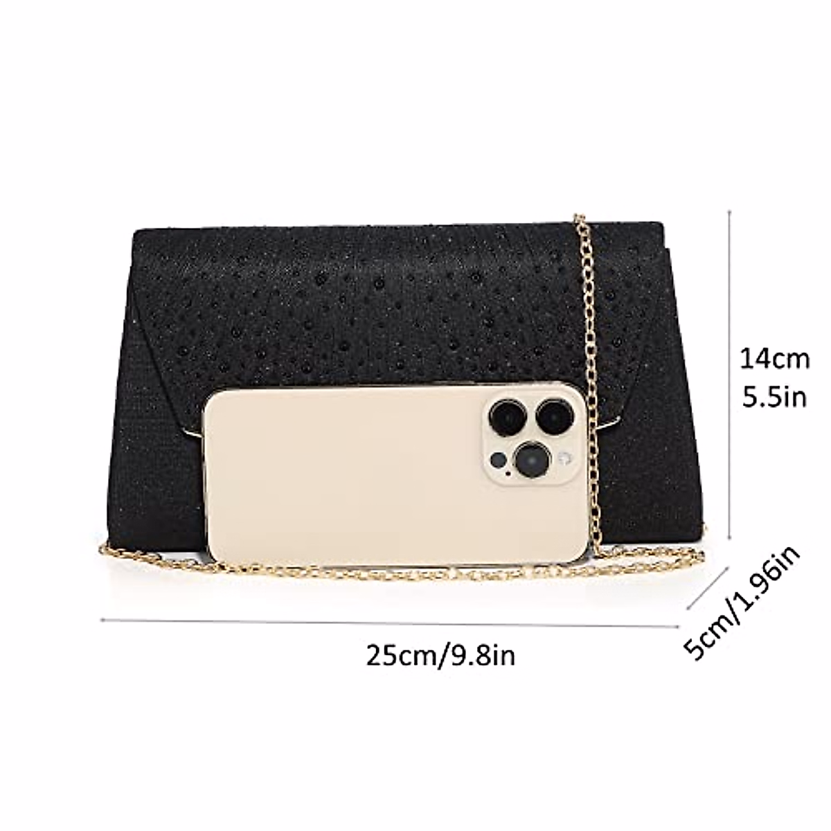 DETARA Women Evening Handbag Glitter Sequins Clutch Purses for Women Shiny Crossbody Bag Formal Wedding Party Prom Purse (Black 305B)