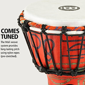 Meinl Percussion Junior Djembe Hand Drum Circle Instrument, Synthetic Shell and Head — NOT Made in China — Compact Size Rope Tuned, 2-Year Warranty (JRD-PS)