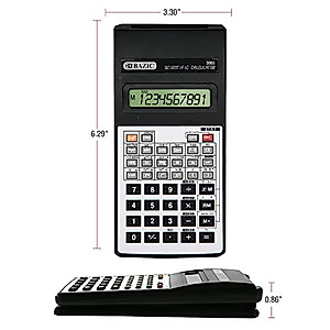 BAZIC Scientific Calculator 56 Function w/Flip Cover, Engineering Calculators LCD Display, for Student Professional, Silver Black, 1-Pack