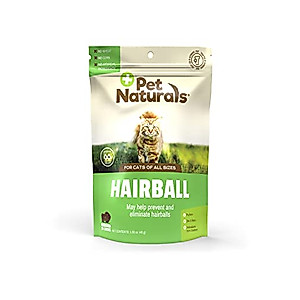 Pet Naturals Hairball for Cats with Omega 3, Chicken Flavor, 30 Chews - Can Help Eliminate Hairballs and Manage Excess Shedding - No Corn or Wheat