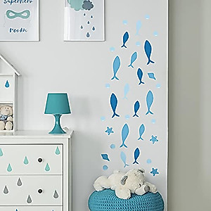 2 Sets Vinyl Sea Turtles Wall Stickers Ocean Wall Decals Ocean Bubbles Stickers DIY Under The Sea Party Decorations for Bathroom Toilet Bedroom Nursery Room Children Room Living Room