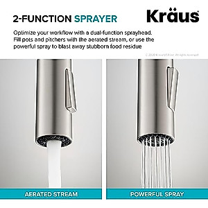 Kraus KPF-2820BB Oletto Single Handle Pull-Down Kitchen Faucet, 17 Inch, Brushed Brass