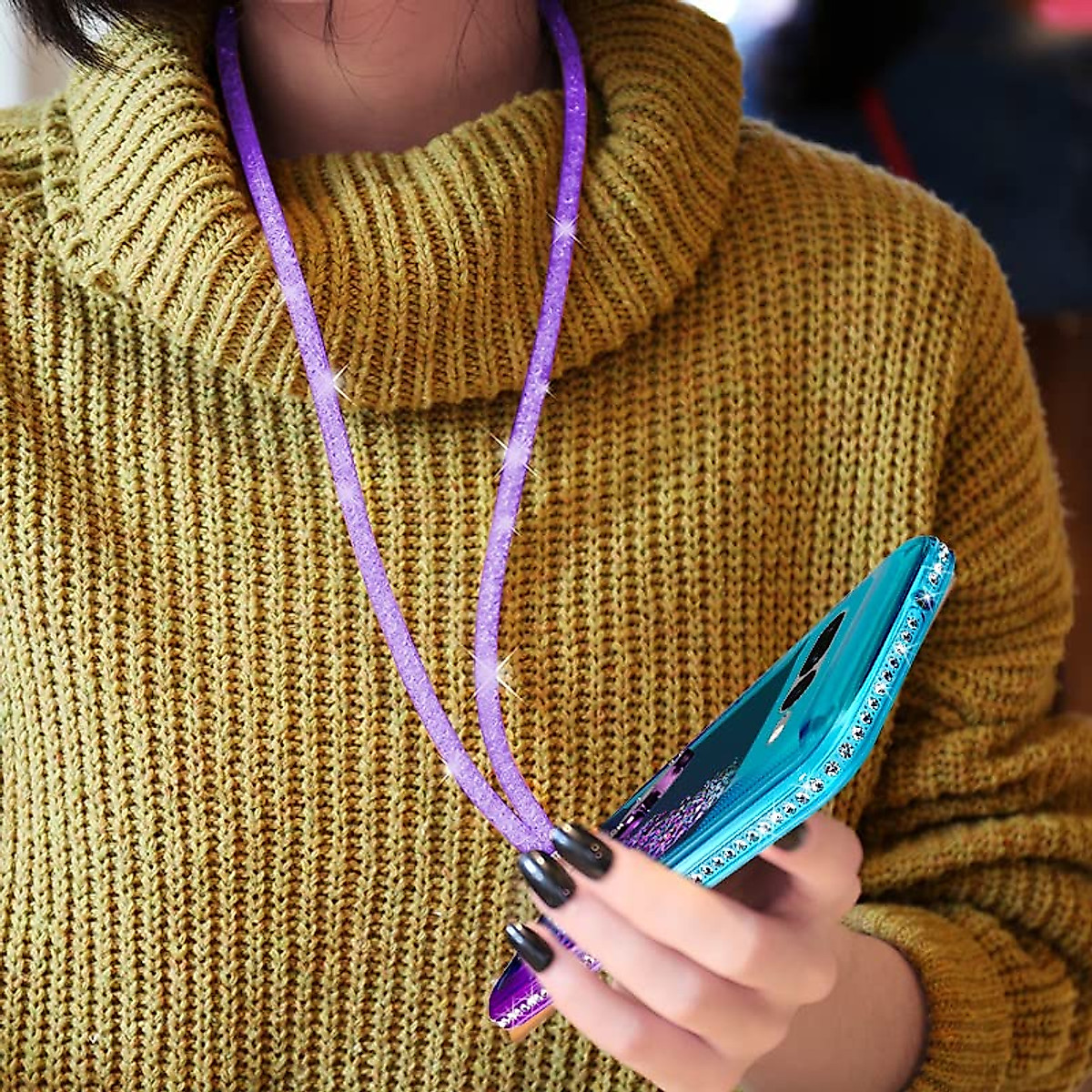 Silverback for Pixel 7 Pro Case, Moving Liquid Holographic Sparkle Glitter Case with Kickstand, Girls Women Bling Diamond Ring Slim Protective Case for Google Pixel 7 Pro, Purple