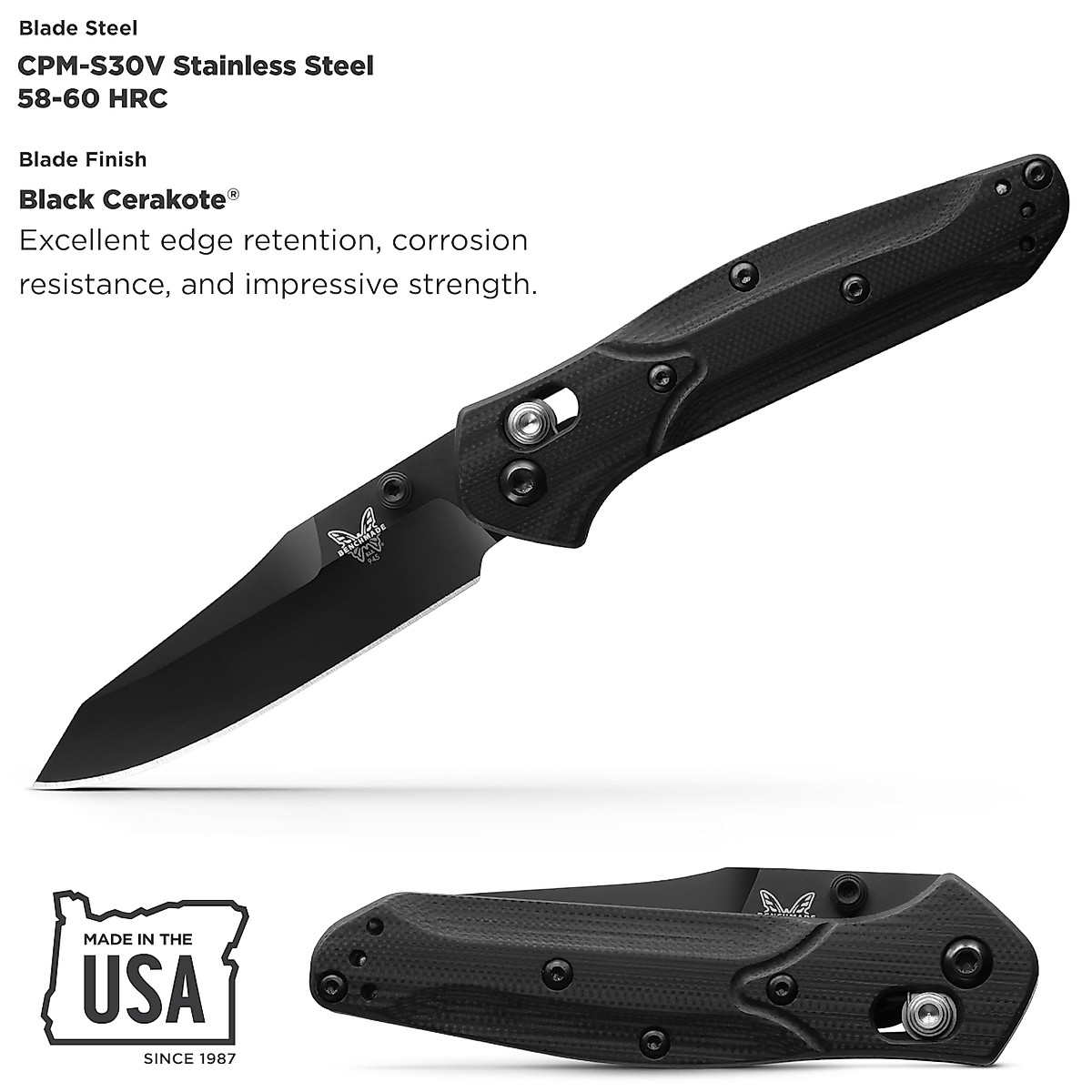Benchmade - Mini Osborne 945 Folding Knife with Black G10 Handle (945BK-1)