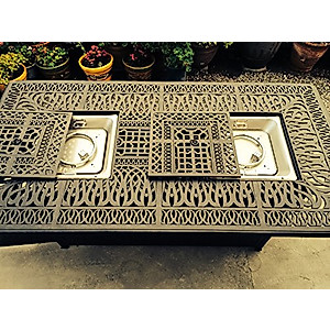 Outdoor Fire Pit Bar Height Double Burner Table Elisabeth Cast Aluminum Patio Furniture