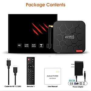 Android TV Box, Pendoo X6 PRO Android TV Box 4GB RAM 32GB ROM, 2.4GHz/5GHz Dual-Band WiFi BT Quad-Core 64Bits 3D/4K Full HD/H.265/USB3.0 Android Box