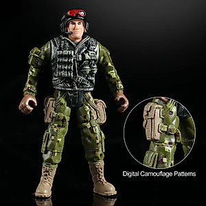 Army Men Action Figures Set, Include 12 Toy Soldiers with Digital Camo and Millitary Weapons-US Army Special Forces Group Toys for Kids Boys, Best Age 4-7 Year Old