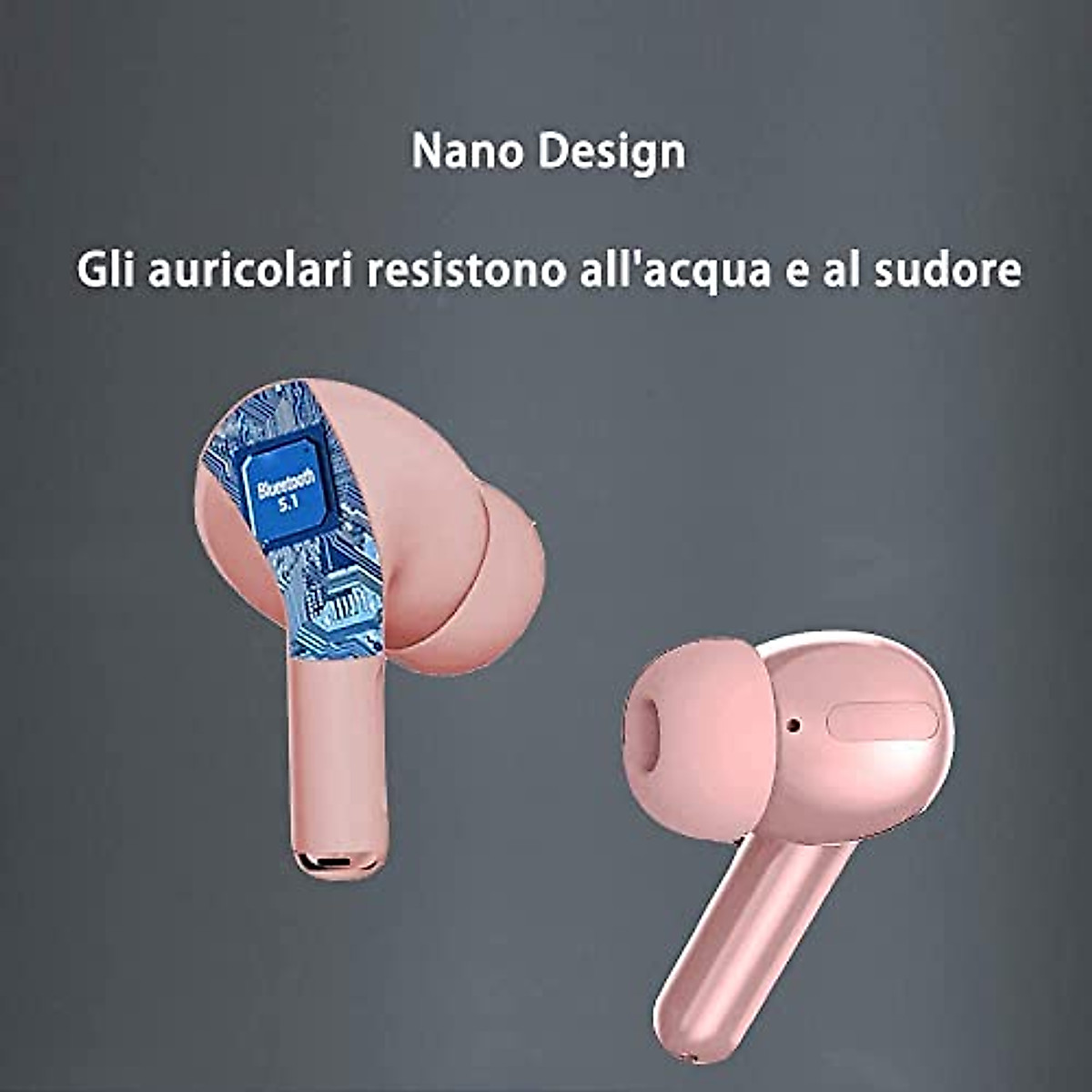 CosyFame Wireless Bluetooth Earbuds, True Stereo Headsets in-Ear, 30H Playtime & Charging Case, Built-in Mic Earphones Premium Sound, Touch Control, IPX5 Waterproof Sport Headphones, pink-a2