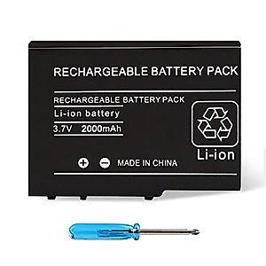 Xahpower DS Lite Battery, 2000mAh Rechargeable Lithium-ion Battery for Nintendo DS Lite with Tool Pack Kit