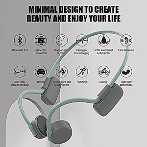 Loluka Bone Conduction Bluetooth Headphones V5.0 with Waterproof Microphone Stereo Bluetooth Headset Open Ear Wireless Headphones Sport Sweatproof for Running Driving Hiking Bicycling