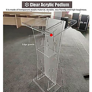 EESHHA Lectern Podium Stand Acrylic Lectern Podiums, Church Clear Pulpit Podium, Heavy-Duty Lecture Stand with Edge Stopper, Wedding Restaurant Lecterns Stand