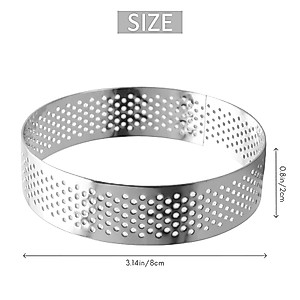 8 Pack Round Tart Rings 3" Stainless Steel Perforated Tart Rings Pastry Ring Mold for Baking French Tarte Crust Cake Mould