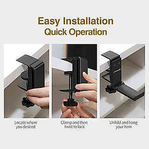 MoKo Adjustable Foldable Headphone Stand, Universal Aluminum, Supports All Headphone Sizes, Sennheiser, Audio-Technica, PS5 Gaming Headset, Black