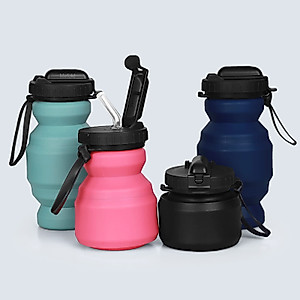 Mefold Water Bottles Collapse Silicone Durable Leak Proof Straw,Foldable Medical Grade BPA-Free,11oz Lightweight bottles for Kids Travel, Portable, Cycling, Hiking, Sports, Gym, Camping 320ML