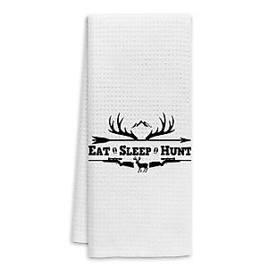 Voatok Eat Sleep Hunt Deer Hunting Quote Bath Towel,Hunting Lovers Gifts Decorative Towel,Hunters Gifts
