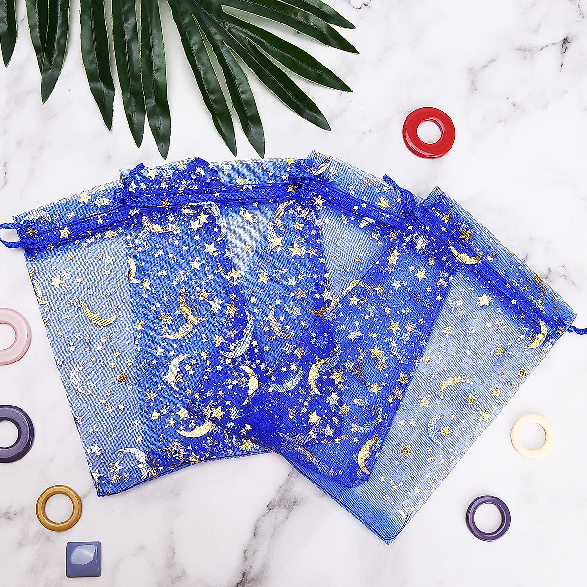 Noverlife 50PCS Drawstring Sheer Organza Bags, Tulle Mesh Party Favor Gift Bag Jewelry Pouches for Wedding Birthday Baby Shower Festival Cosmetics Perfume Chocolates - 4x6in (10x15cm)