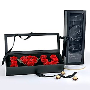 UNIKPACKAGING “I Love You” Flower Gift Letter Shaped Fillable Box, with Plastic Liner, for Luxury Style Flower and Gift Arrangements (Black)