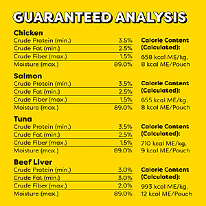 Temptations Creamy Puree with Beef Liver, Salmon, Chicken, and Tuna Squeezable Lickable Wet Cat Treat Variety Pack, 0.42 oz. Tubes, Pack of 48