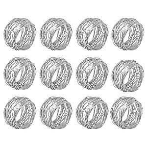 Kaizen Casa Handmade Round Mesh Napkin Rings Holder for Dinning Table Parties Everyday (Silver, 12)