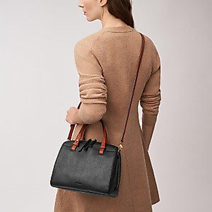 Fossil Women's Rachel Leather Satchel Purse Handbag, Black (Model: ZB7256001)