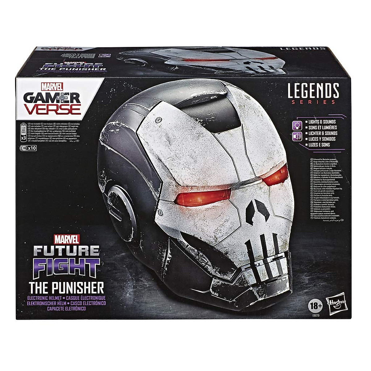 Hasbro Pulse Marvel Legends Gamerverse Series Standard Size LED Light Up Iron Man War Machine Inspired Electronic Helmet, The Punisher