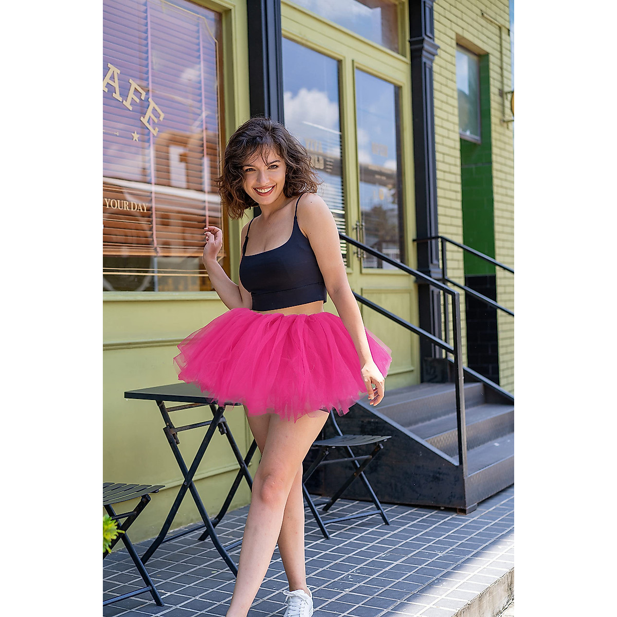 Women's Vintage 5-layered Run Walk Little Princess Dash Event Tutu Skirt, Rose, One Size - Waist 26"-47"