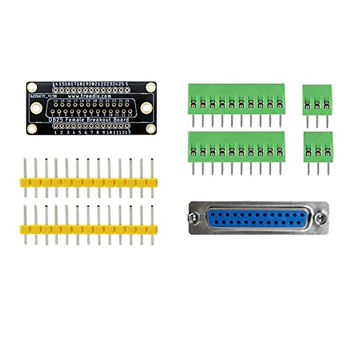 Treedix DB25 Female Breakout Board 25Pin RS232 Serial Female to Female Changer Adapter Coupler Connector with Terminal Block
