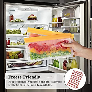 26 pack Reusable Food Storage Bags,BPA Free Reusable Bags Silicone(6 Reusable Gallon Bags+10 Reusable Sandwich Bags+10 Snack Bags), Reusable Freezer Bags for Kid Travel Outdoor