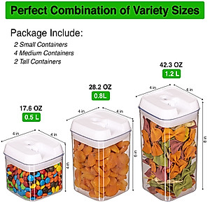 8-Piece, Air Tight Food Storage Container, Pantry organization container