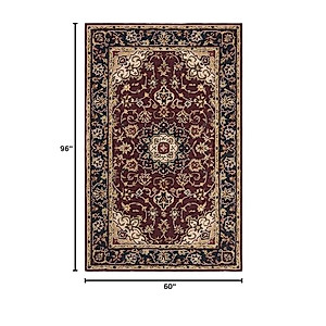 SAFAVIEH Classic Collection Area Rug - 5' x 8', Burgundy & Navy, Handmade Traditional Oriental Wool, Ideal for High Traffic Areas in Living Room, Bedroom (CL362A)
