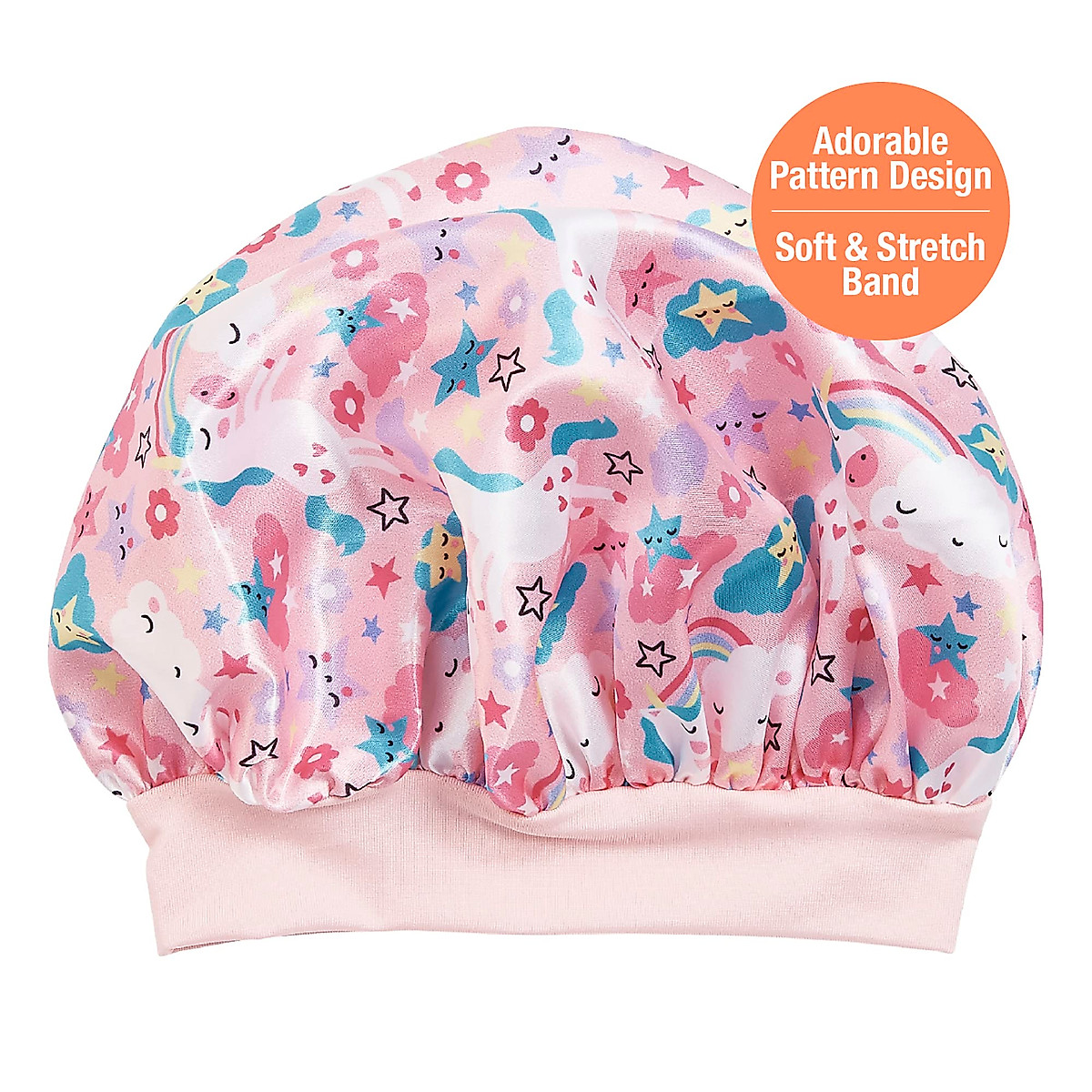 Red by Kiss Toddler Satin Bonnet Sleep Caps Hair Wraps Hair Bonnet (Pink Unicorn)
