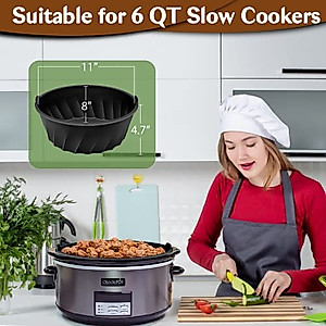 2 Pack Silicone Slow Cooker Liners, Silicone Crockpot Liner for 6 Quart Oval Slow Cookers, Reusable Crock Pot Liners Silicone Leakproof BPA Free Heat Resistant Dishwasher Safe(Black+Gray)