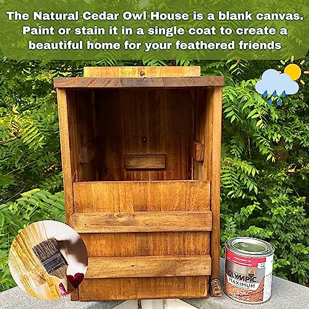SDMOutdoor North American Screech Owl House, Wooden Owl Nesting Box, Screech Owl, Barn Owl. No Assembly Required Includes All Hardware. Cedar Nesting Box.
