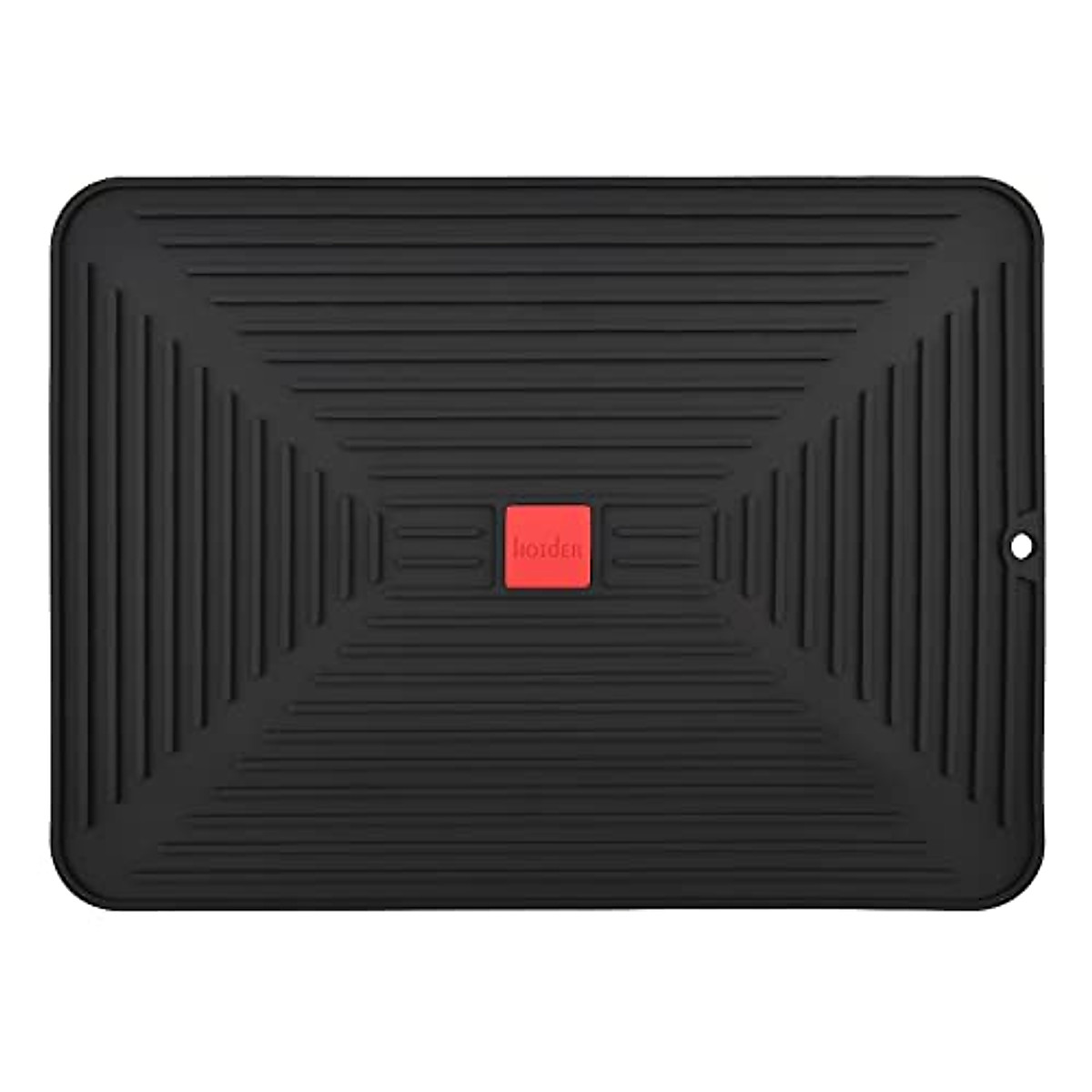 Hotder Dish Drying Mat 16 x12 Inches, Dish Mat for Kitchen Counter, Heat-resistant Silicone Mat, Easy Clean and Storage, Eco-friendly Mat for Sink, Refrigerator and Counter (Black)