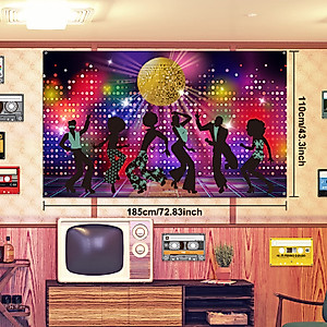 95 Pcs 70s Party Decorations Disco Party Balloons Decoration 70's Party Bundle Includes Inflatable Radio Boombox and Mobile Phone, Disco Plastic Party Backdrop, Tablecloth, Balloons for Hip Hop Party