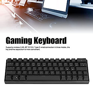 Yunseity PC Gaming Keyboard, 2.4G Wireless Bluetooth Type C Wired Keyboard Compact Mini Mechanical Keyboard with White Light for Laptop PC, Plug and Play(Brown Switch)