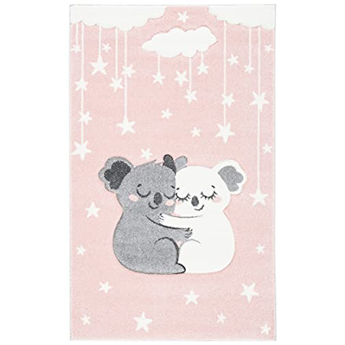 Safavieh Carousel Kids Collection 4' x 6' Pink/White CRK195U Koala Hug Nursery Playroom Area Rug