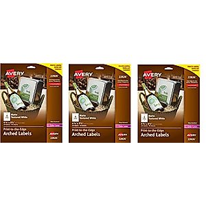 Avery Arched Wine Labels with Sure Feed for Laser Printers, 4.75" x 3.5", 40 White Labels (22826) (Pack of 3)