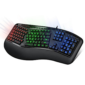 Adesso Tru-Form 150 3-Color Illuminated USB Ergonomic Keyboard AKB-150EB