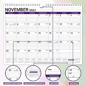 2023-2024 wall calendar - Desk/Wall Calendar 2023-2024, Jul.2023 - Dec.2024, 11-1/2"x14.68", Ruled Blocks, Spiral Bound, Monthly Calendar