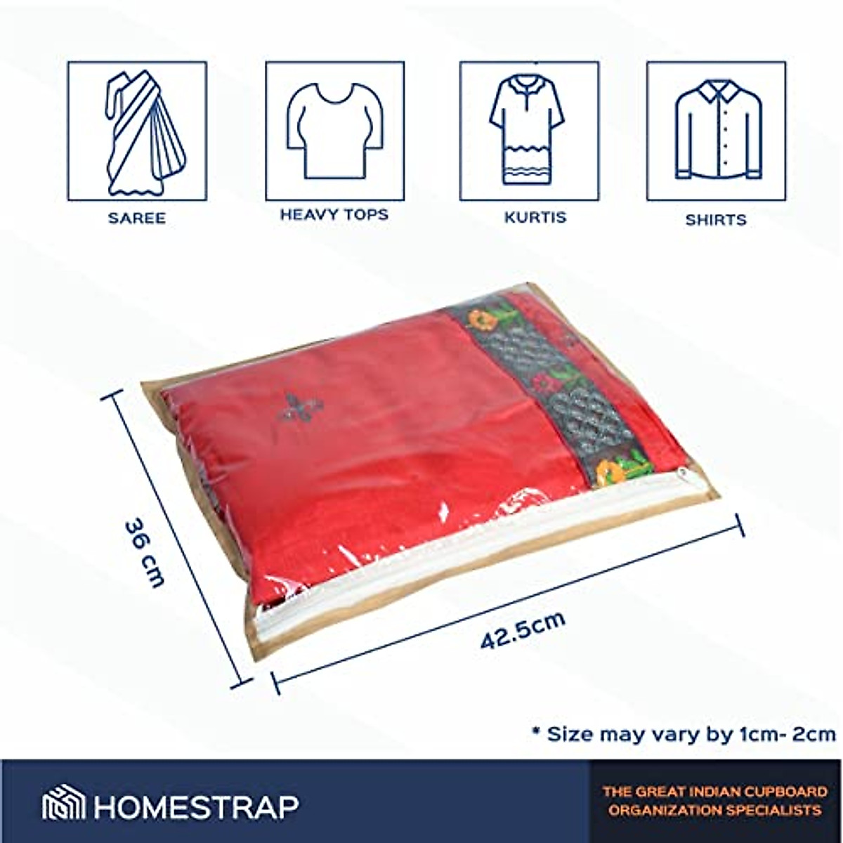 HomeStrap 24 Piece Fabric Saree Cover, Large- Beige