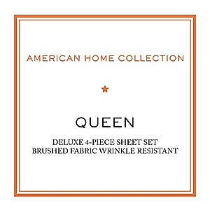 American Home Collection Deluxe 4 Piece Bed Sheets Set Deep Pocket Extra Soft Microfiber Wrinkle Free Sheets Easy Care (Queen, Ivory)