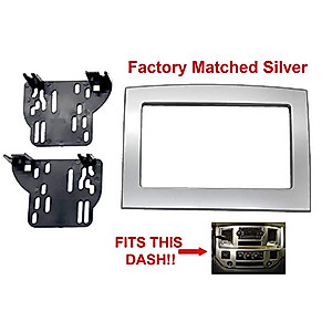 Silver Double Din Dash Kit Compatible with Dodge Ram 2006-2010 Truck Car Stereo Radio Install Kit