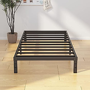 EMODA 10 Inch Twin Bed Frames No Box Spring Needed, Heavy Duty Metal Twin Platform Bed Frame, Noise Free, Easy Assembly, Black