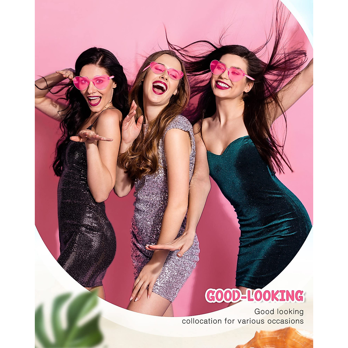 Chicpop 4 Pairs Heart Sunglasses for Women Heart Glasses Rimless Heart Shaped Sunglasses Fun Party Decorations