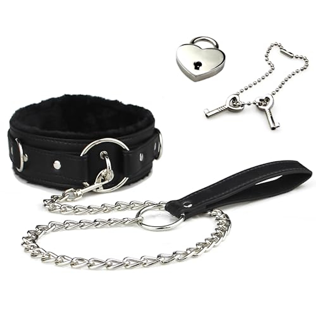 Blinan Pu leather choker collar with leash adjustable size for women black