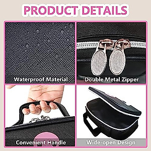 NGCJZF Kawaii Anime Makeup Bag, Cute Cartoon Cosmetics Bag, Mini Travel Toiletry Bag, Waterproof Reusable Faux Leather Makeup Accessories for Women (Black)