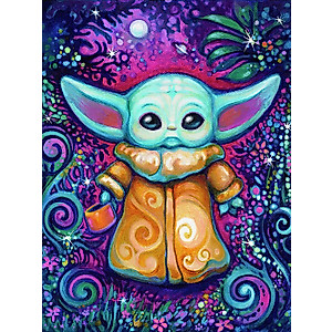 DIY 5D Diamond Painting Movie by Number Kits Full Drills for Adults,Round Drill Cross Crystal Rhinestone Pictures Arts Craft for Home Wall Decor Gift.(Interstellar Baby-1/30X40cm/11.8X15.7inch)